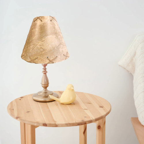 14" Tan and taupe Faux leather hardback lamp shade with white styrene ...