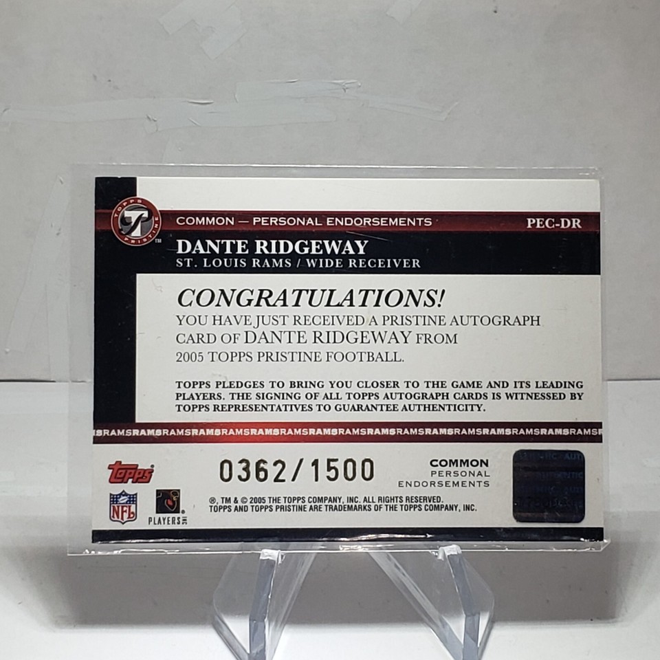 DANTE RIDGEWAY 2005 Topps Personal Endorsements SP Auto /1500 Ball ...