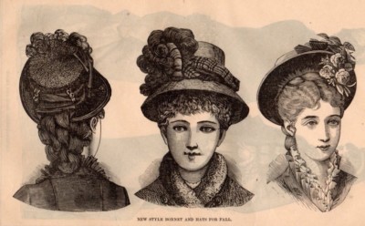 Antique Victorian Art print Fashion 1870s Lovely new styles Hats ...