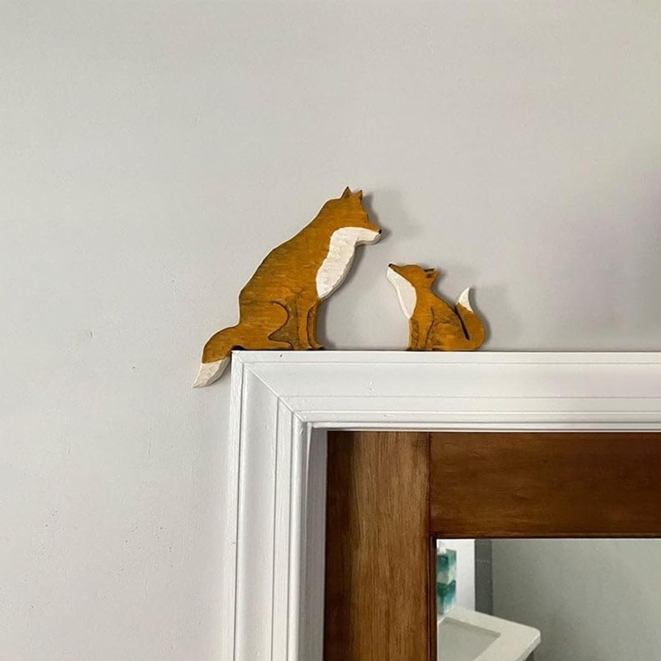 Mama and Baby Fox Door Topper Adorable Fox Shape Statue Door Corner ...