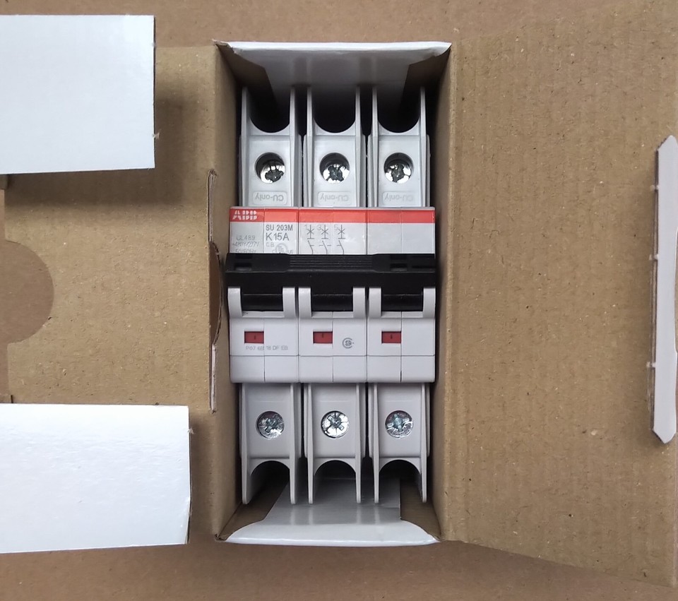 ABB SU203M-K15 CIRCUIT BREAKER, 3-POLE, 15A, K CURVE, SU 203-K15, NIB | eBay
