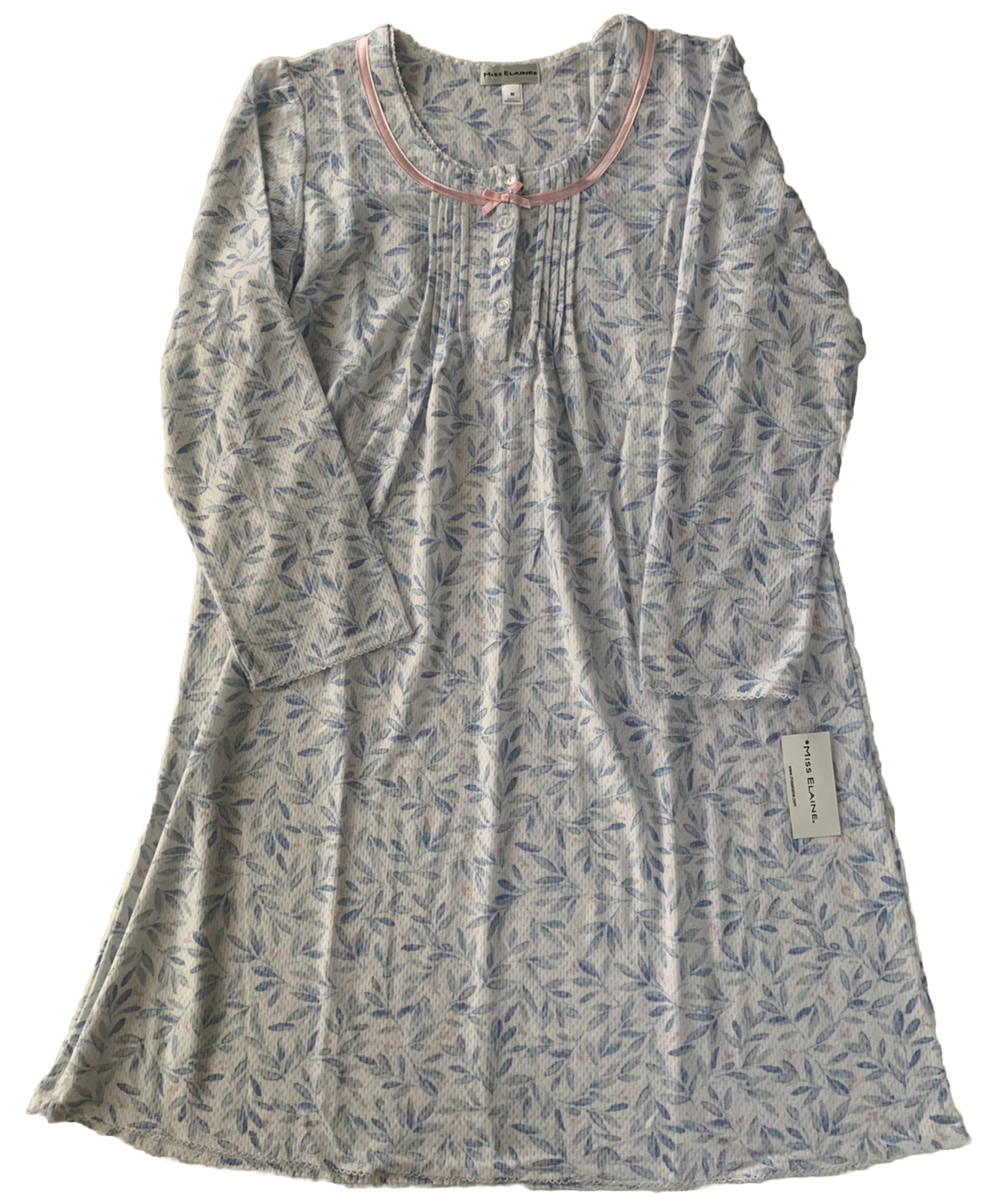 Miss Elaine Womens Honeycomb Floral Long Sleeve Mid Length Nightgown ...