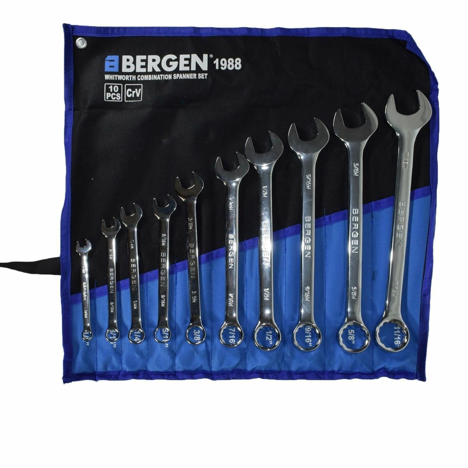 BSW British Whitworth Combination Spanner Wrench + Deep Sockets 19pc ...