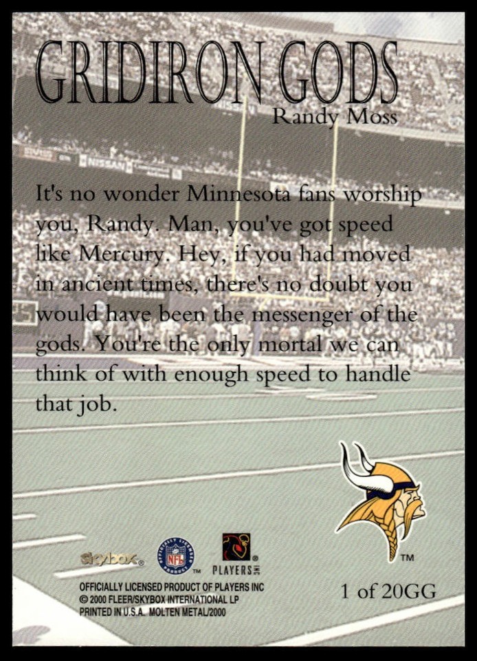 1999 SkyBox Molten Metal #1GG Randy Moss Gridiron Gods | eBay