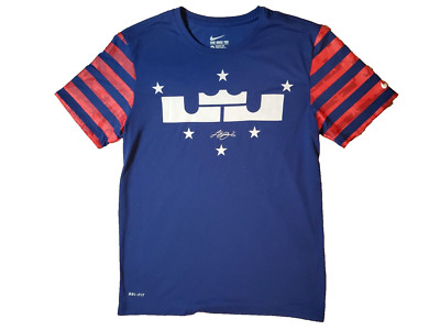 Nike LeBron James LJ Crown Logo T-Shirt-Red/White/Blue-Athletic Cut ...