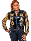 Who Dat Chick Black & Gold Sequin Bomber Jacket | eBay