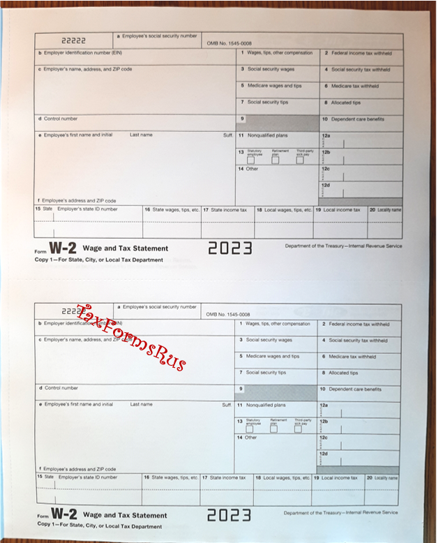 2023 IRS Tax Forms W-2 Wage Stmts for 4 employees NON-Carbonless +(1 ...
