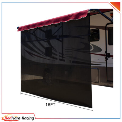 8' RV Awning Sun Shade Screen Mesh 16 FT Length For Camper Trailer ...