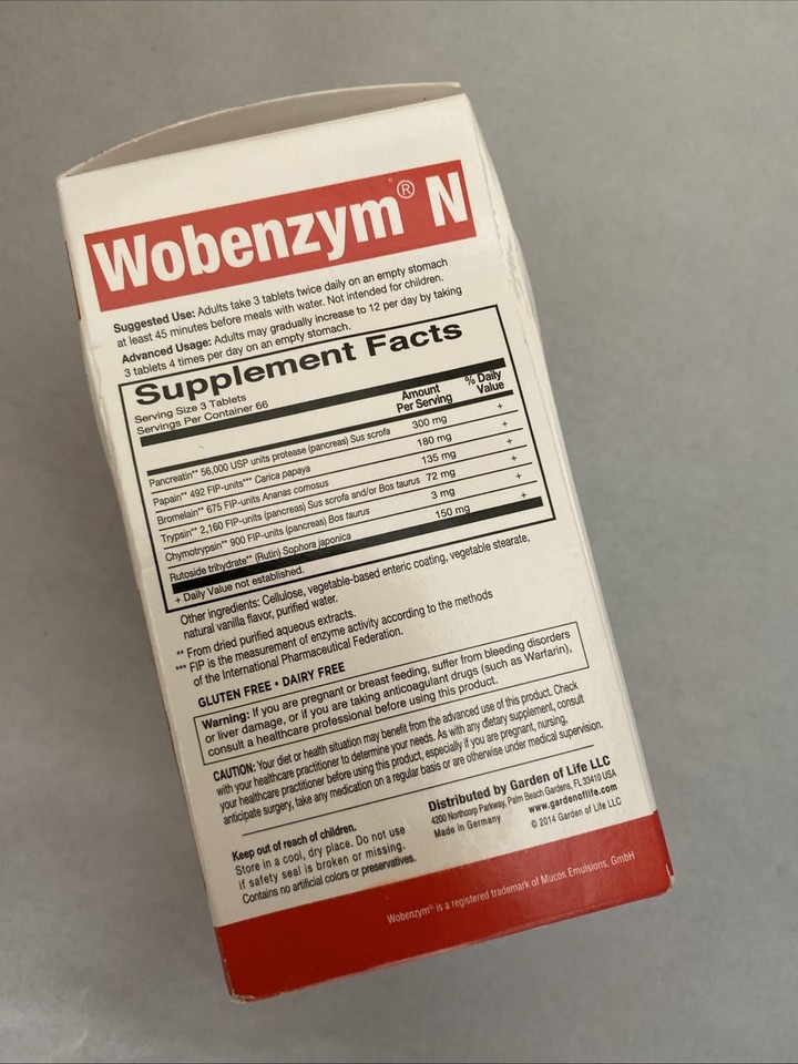 Garden of Life Wobenzym N Joint Health 200 Tablets Best By 2025 | eBay