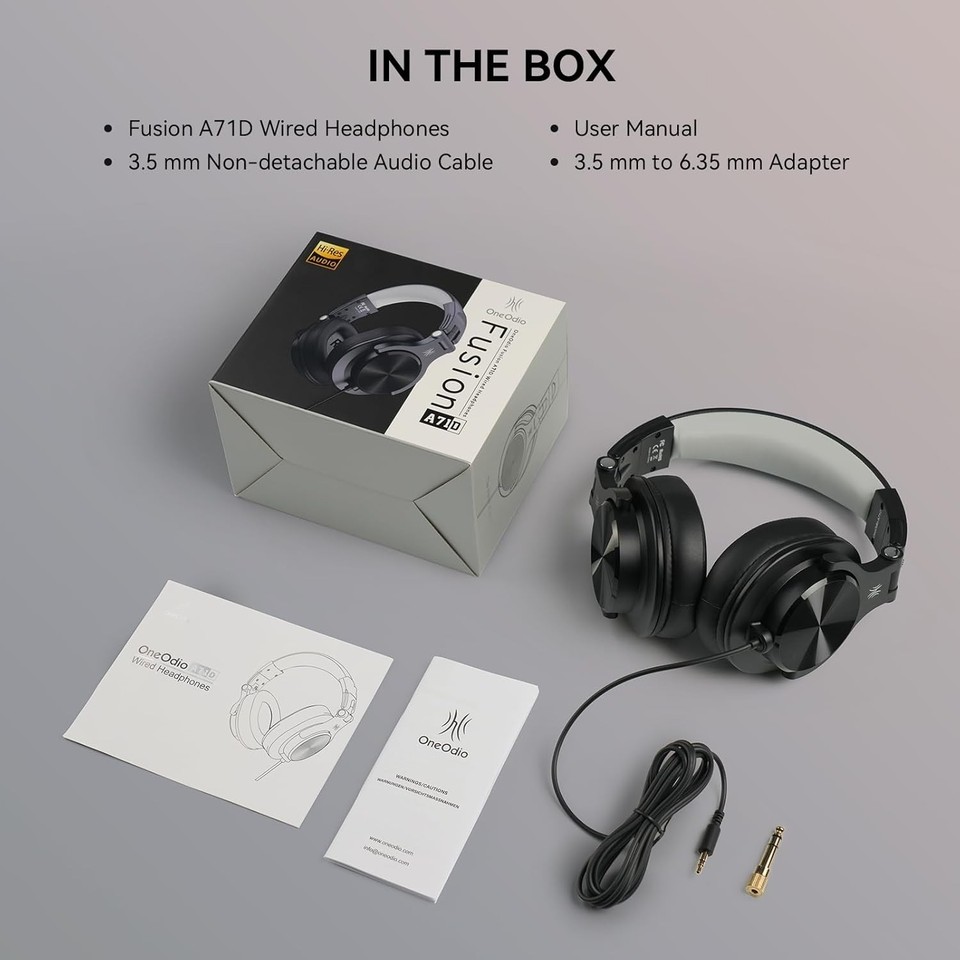 OneOdio A71D Wired Over-Ear Headphones, Hi-Res DJ Studio Monitor Stereo ...