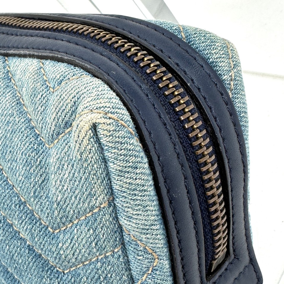 GUCCI Cosmetic Pouch Denim Marmont GG Purse Authentic | eBay
