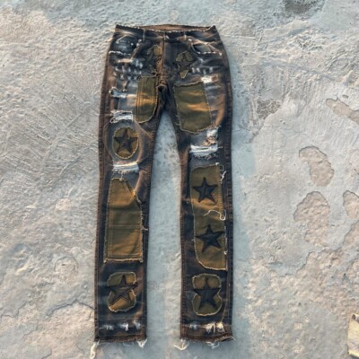 Premium Custom Denim Jeans with Embroidery Patches & Distressed ...