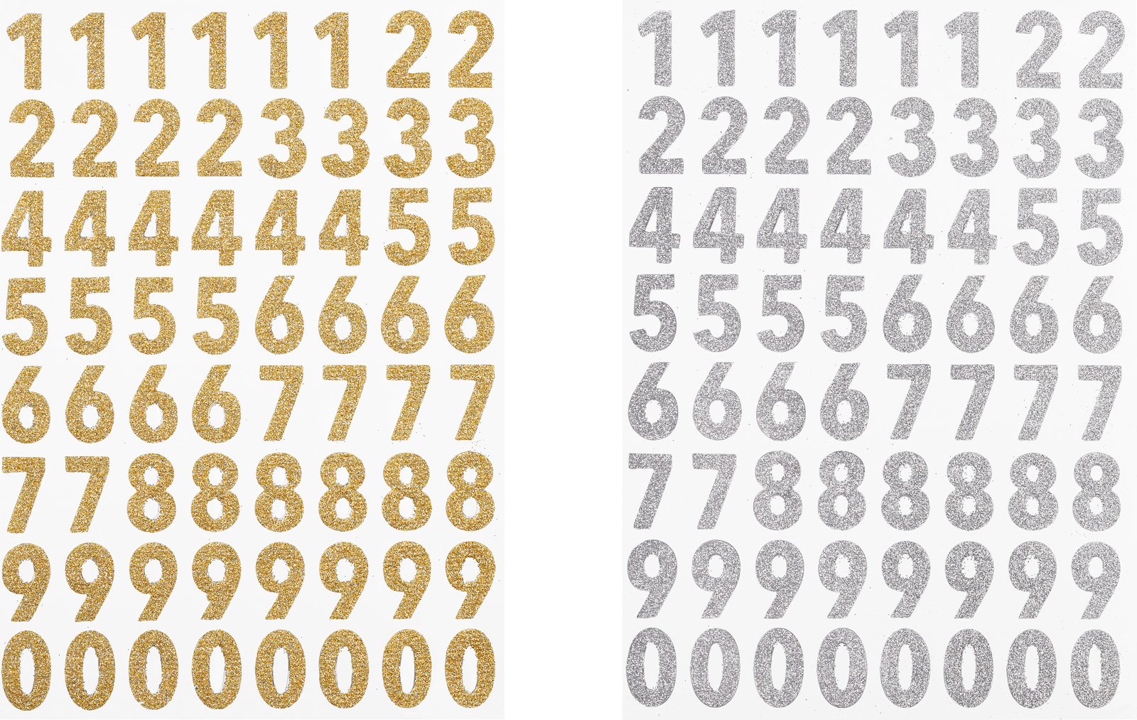 Hobbyfun Glitzer-Sticker Zahlen 64 Stück 1x1,5cm Aufkleber kleben ...