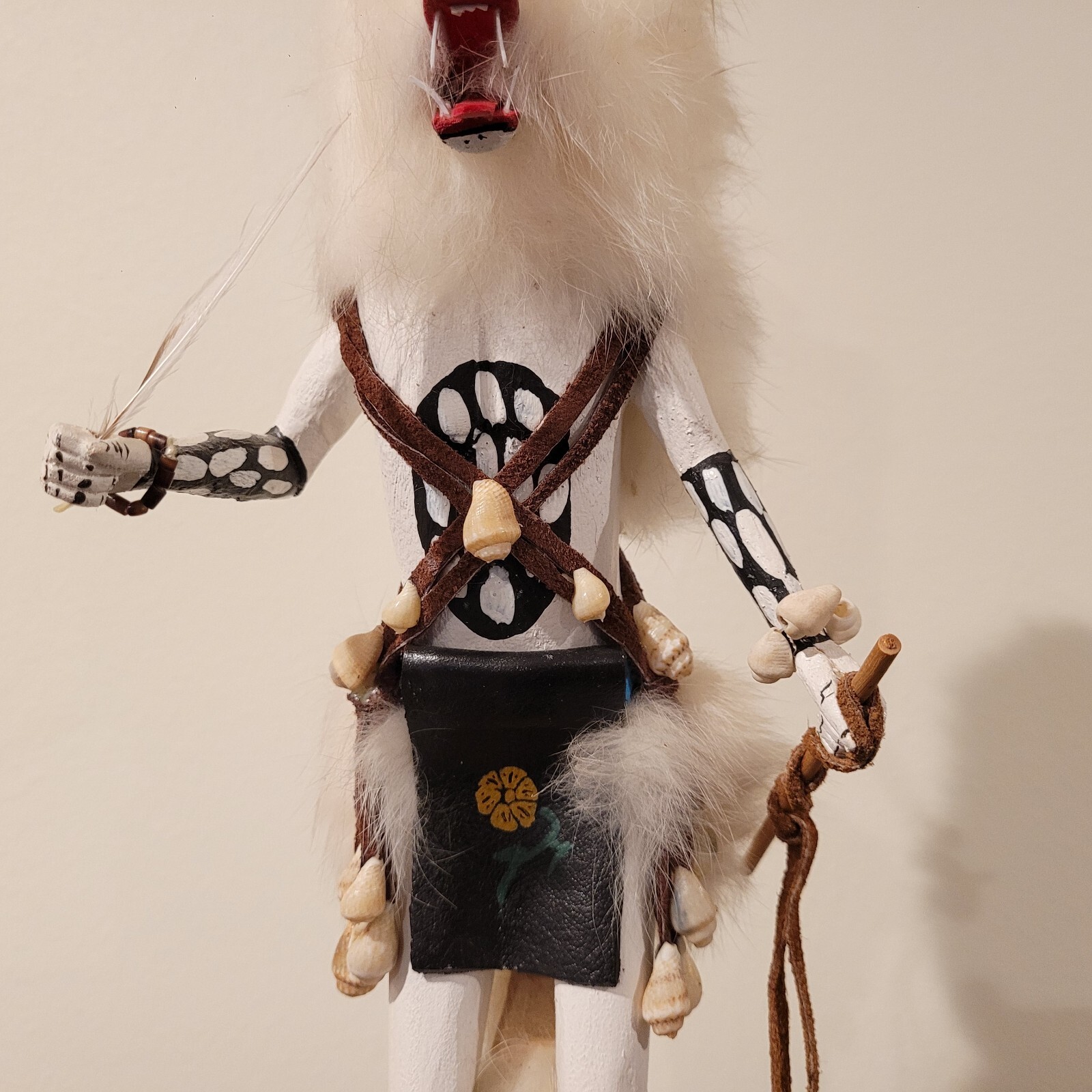 NATIVE AMERICAN HANDMADE HUNTING WOLF KACHINA DANCER DOLL STATUE RABBIT ...