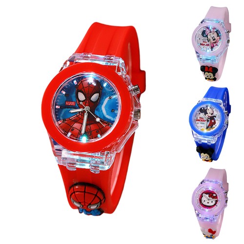 Spiderman Mickey Minnie Hello Kitty Flashing Light Up Watch Kids ...