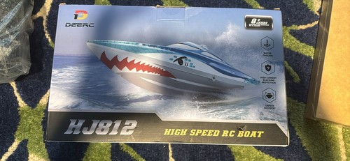 DEERC Full Proportional Remote Control Boat W/ LED Lights Shark ...