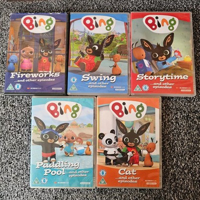 5 x Bing Kids DVDs Fireworks, Pool, Swing, Cat, Storytime Other Stories ...