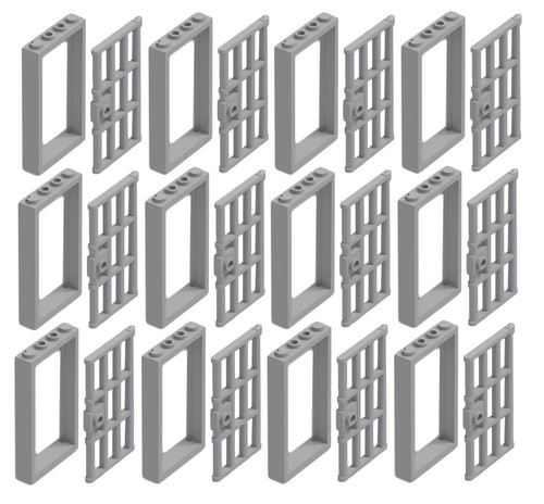 ☀️NEW LEGO X12 Light Bluish Gray Door Frame 1x4x6 W/ Handle Prison Jail ...