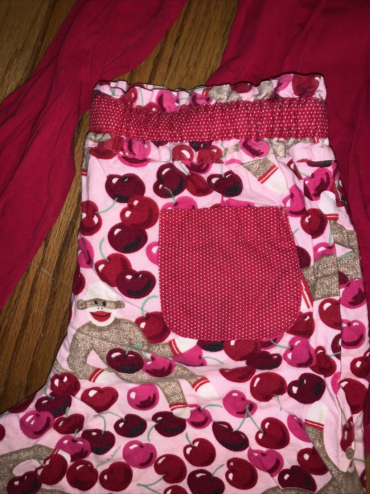 Nick & Nora Bing Cherry Sock Monkey Cotton Flannel Pa… - Gem