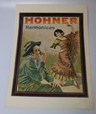 M. Hohner Harmonicas Vintage Litho Poster 12X17 Lithograph 1972 Dancing ...