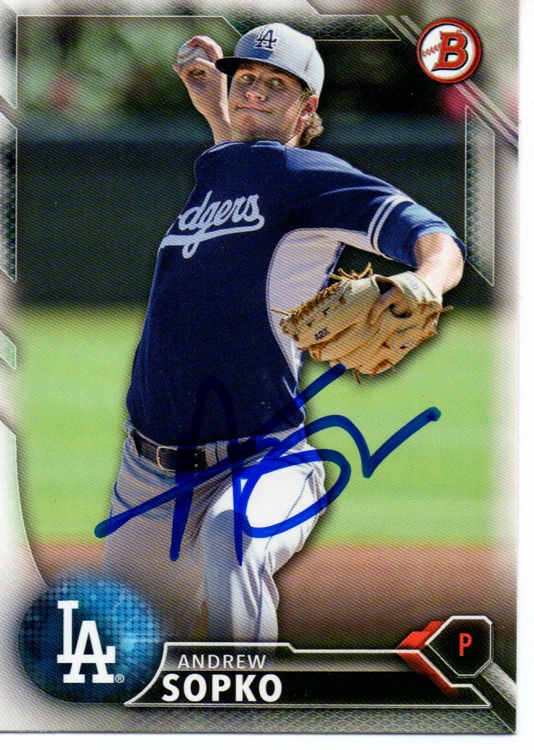 Andrew Sopko Los Angeles Dodgers 2016 Bowman Draft Autographed Signed ...