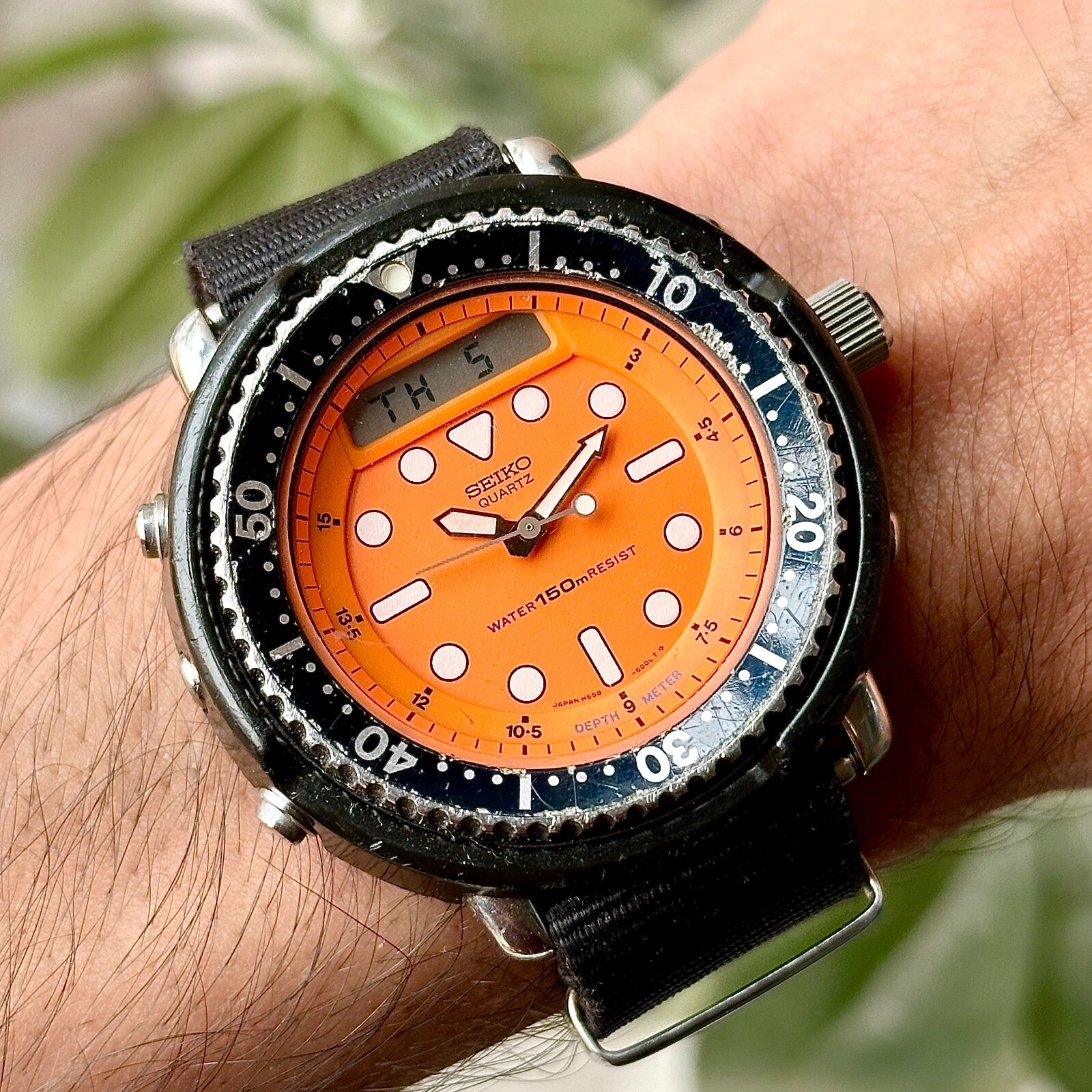 Orange Seiko Arnie Ana/Digi Quartz Men's Watch H558-5… - Gem