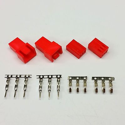MALE & FEMALE 3 PIN PC FAN LED POWER CONNECTORS - 2 OF EACH- RED INC ...