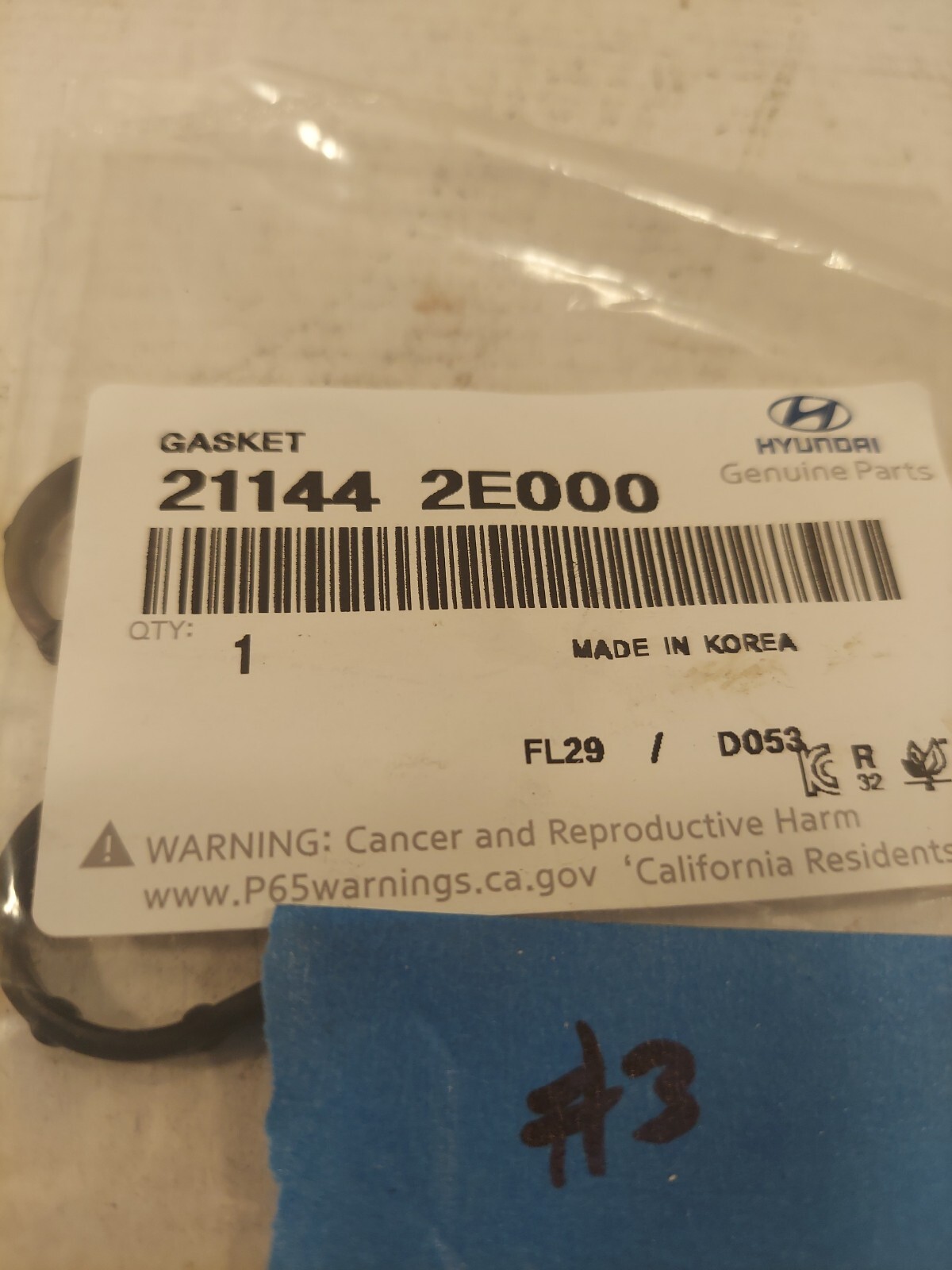 Hyundai Kia Gasket Part #21144 2E000 OEM #3 | eBay
