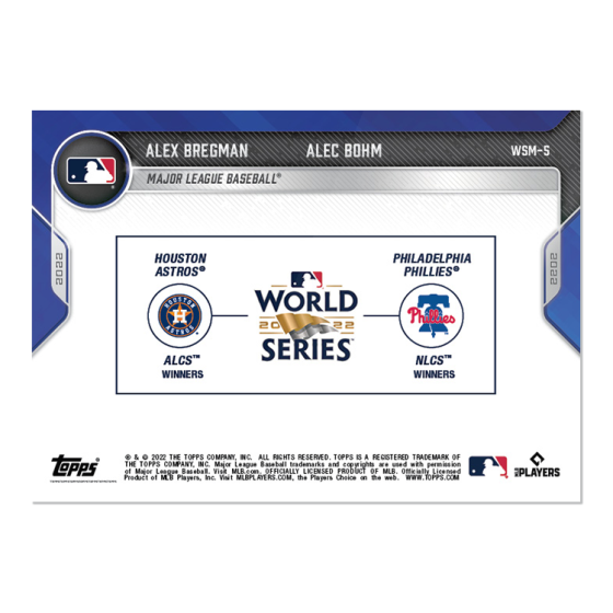 Alex Bregman | Alec Bohm - 2022 MLB TOPPS NOW Card WSM-5 Third Basemen ...