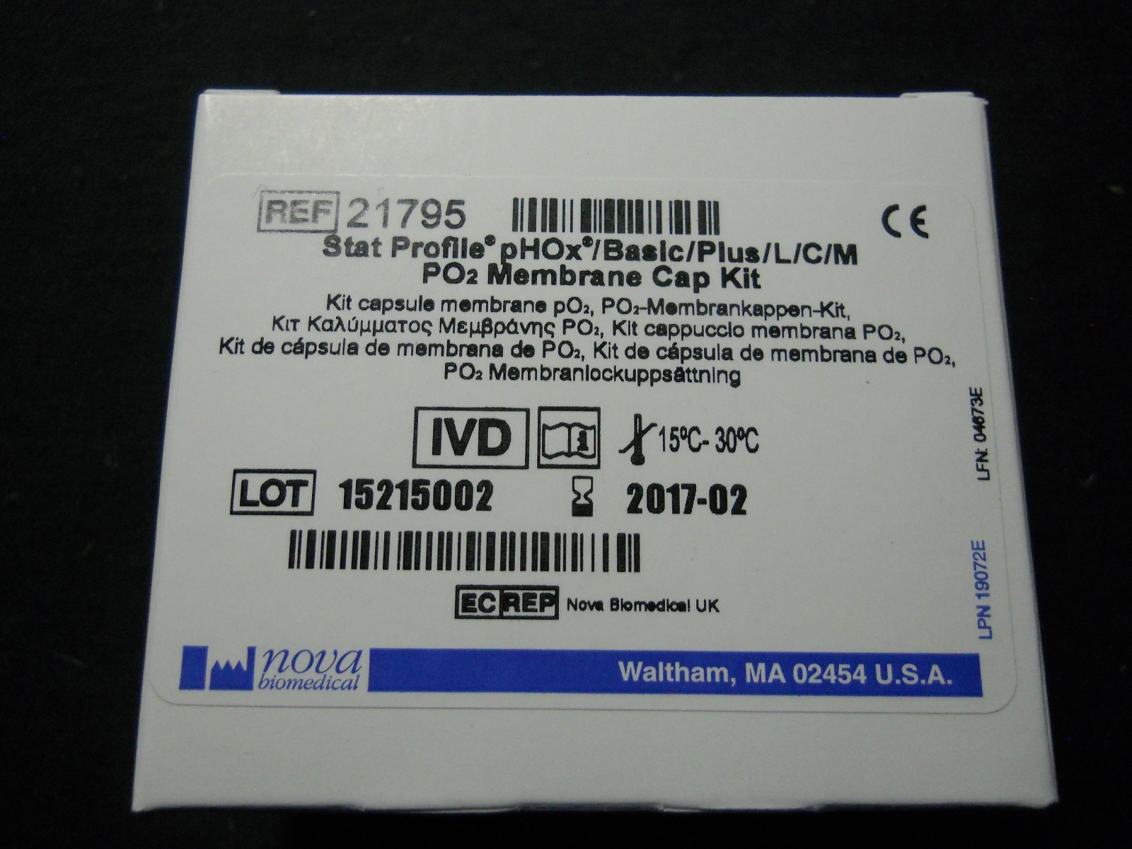 Nova Biomedical Stat Profile pHOx/Basic/Plus/L/C/M PO2 Membrane Cap Kit ...