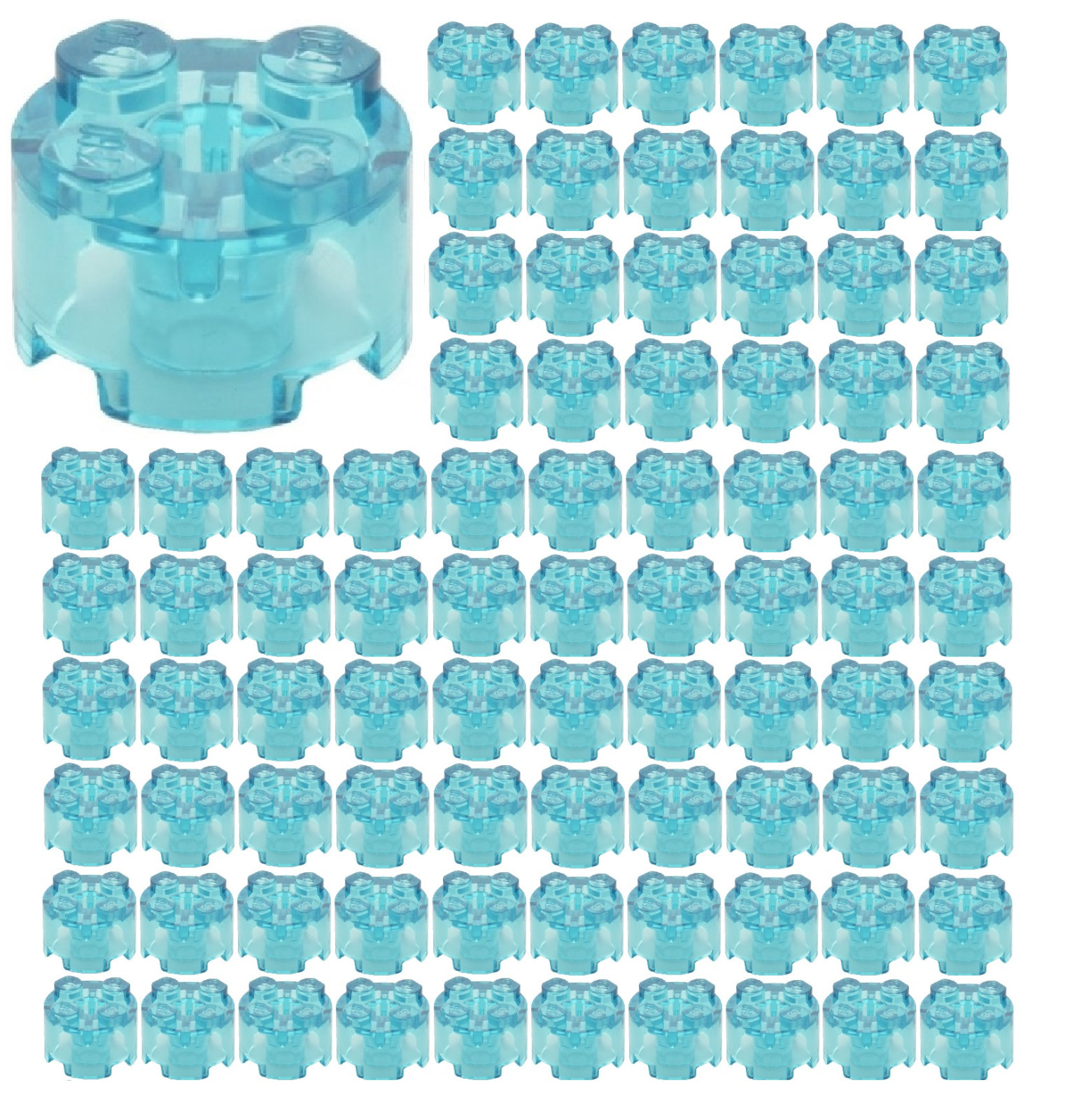 ☀️100x NEW LEGO 2x2 TRANS-LIGHT BLUE ROUND Bricks (ID 3941) BULK Parts ...
