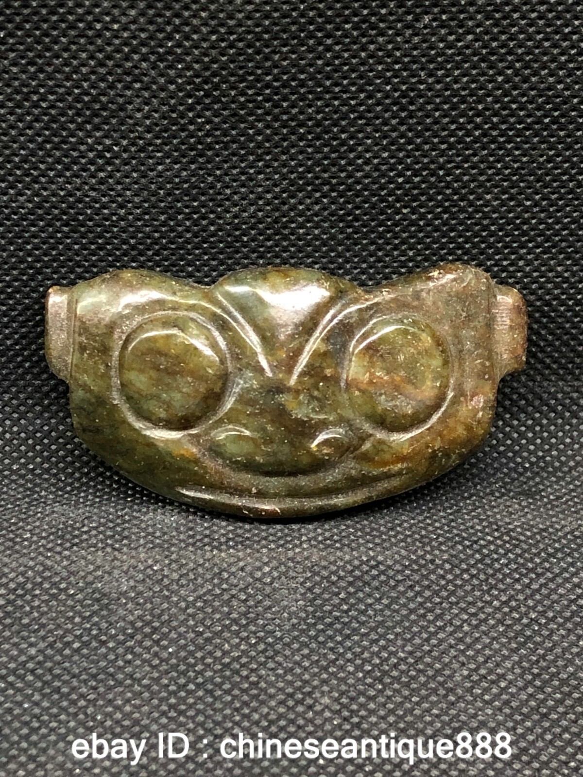 2.54"China Hongshan Culture Jade Carved Sun God Helios Face Mask amulet ...