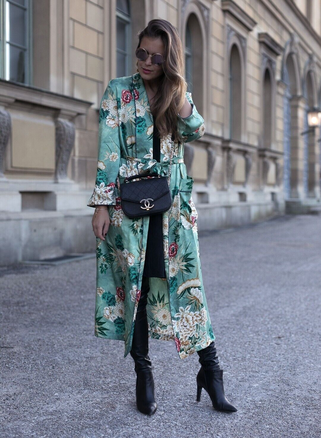 ZARA ICONIC GREEN FLORAL PRINTED ORIENTAL SILKY BELTED KIMONO SIZE L ...