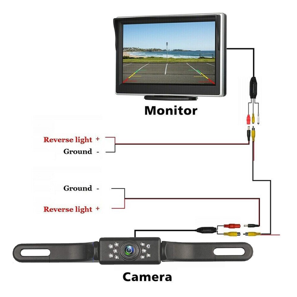 HD 5" Monitor Backup Camera Car Rear View Parking System DC12V Night ...