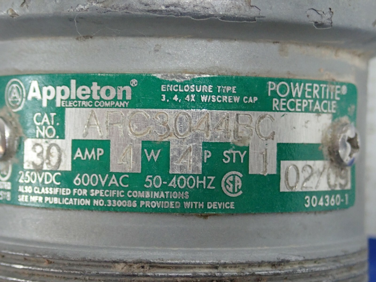 Appleton Powertite Receptacle ARC3044BC 30 AMP 4W 4P 250VDC 600VAC 50 ...