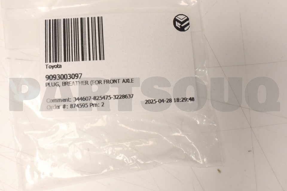 9093003097 Genuine Toyota PLUG, BREATHER (FOR FRONT AXLE) 90930-03097 ...