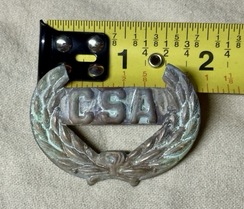 CIVIL WAR CONFEDERATE CSA WITH WREATH SOUTHERN REBEL HEADGEAR BADGE ...