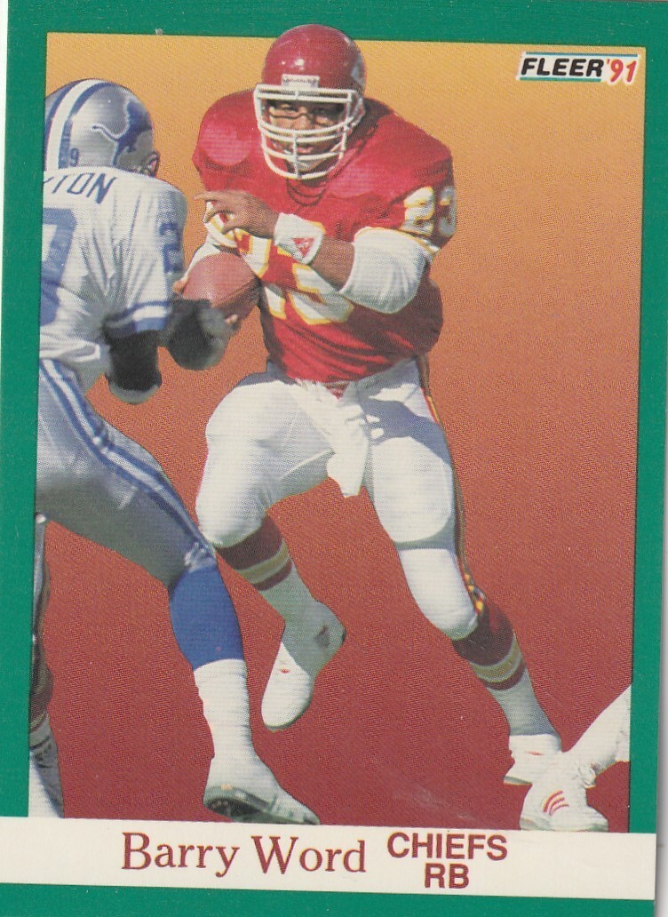 FREE SHIPPING-MINT-1991 Fleer Barry Word #101 CHIEFS PLUS BONUS CARDS ...