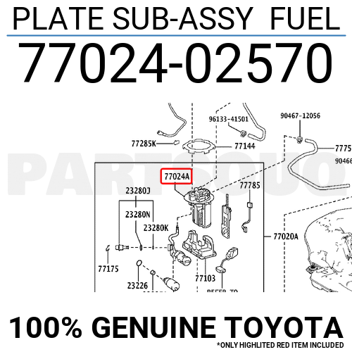 7702402570 Genuine Toyota PLATE SUB-ASSY FUEL 77024-02570 | eBay