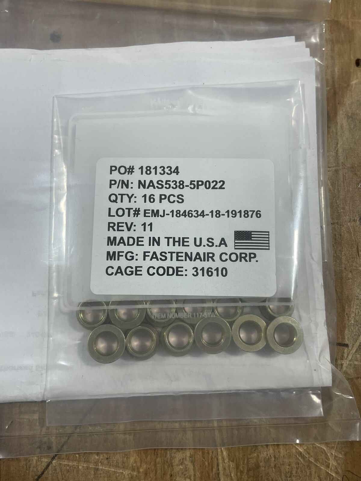 NAS538-5P022 FASTENAIR CORP. BUSHING 12PC | eBay