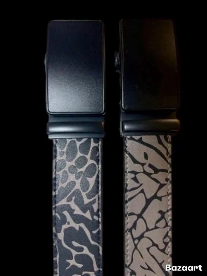 Jordan Elephant Print Belt 100% Real Leather Ratchet Adjustable | eBay