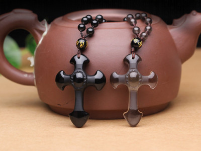 Natural Obsidian Jesus Cross Pendant Ukrainian Ice Seed Christ Jesus ...