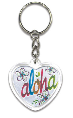 Hawaiian Aloha Heart Die Cut Foil Key Chain Jewelry Hawaii Gifts Aloha ...