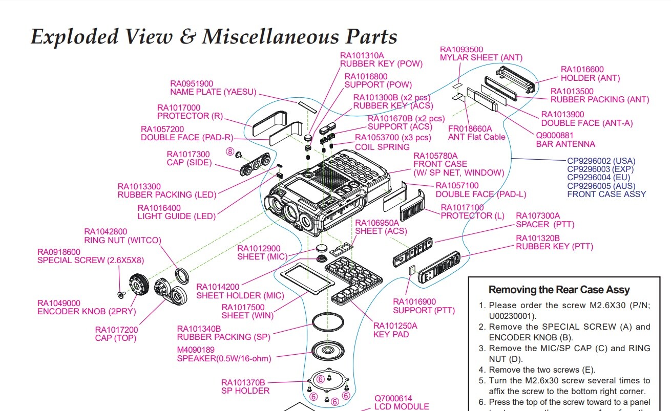 NEW Yaesu CP9296003 Front Case Assy(EXP) for VX-8R VX-8E VX-8 VX-8DR VX ...