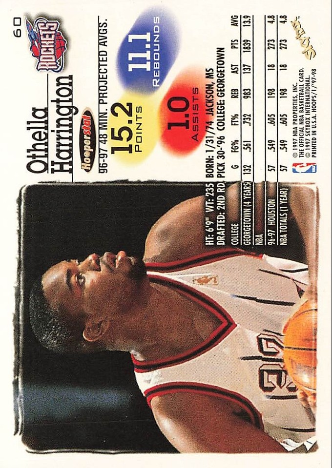 1997 Hoops #60 Othella Harrington Houston Rockets | eBay