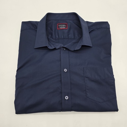 UNTUCKit Men's Navy Blue Short Sleeve Button Up Performance Nylon Shirt ...