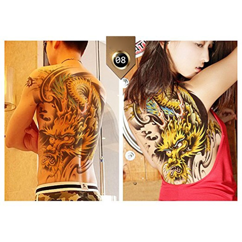 4 Sheets Large Back Temporary Tattoos Sticker for Men Women Body Art ...
