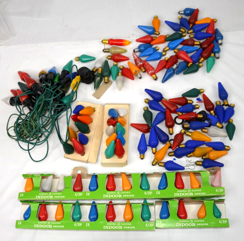 Vintage GE Indoor C6 Replacement Bulbs Ribbed Circle Logo Lot of 141 ...