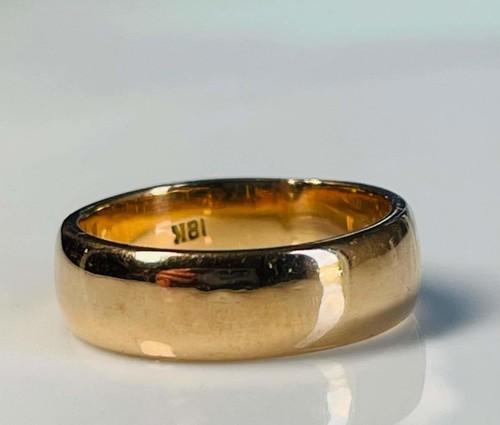 18K Wide Wedding Ring Solid 18K Vintage Wedding Band Wedding Engagement ...