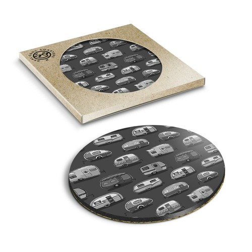 1 x Boxed Round Coasters - BW - Caravans Caravan Camping #38980 | eBay